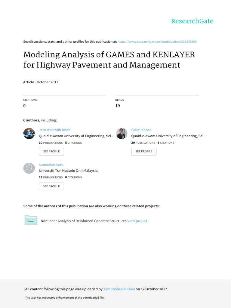 Modeling Analysis of GAMES and KENLAYER For Highway Pavement and Management | PDF | Road Surface ...