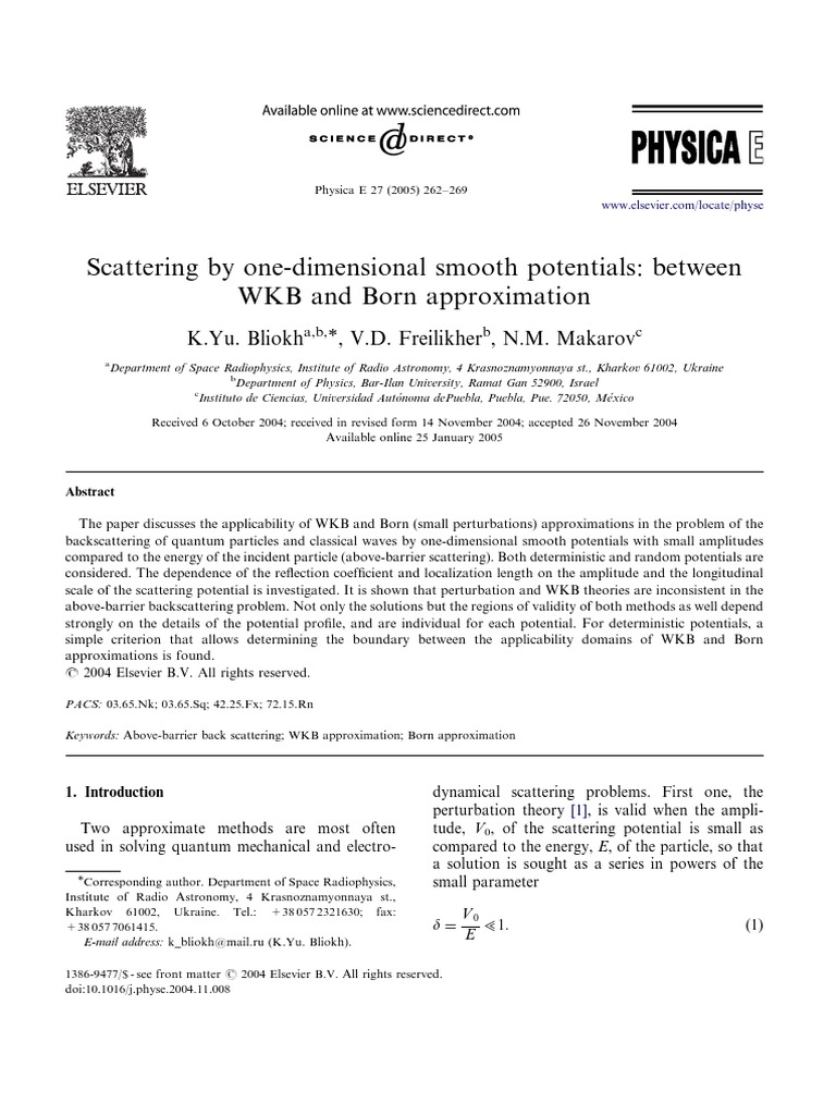 Scattering by One-Dimensional Smooth Potentials: Between WKB and Born ...