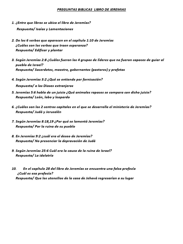 Preguntas y Respuestas del Libro de Jeremías | PDF