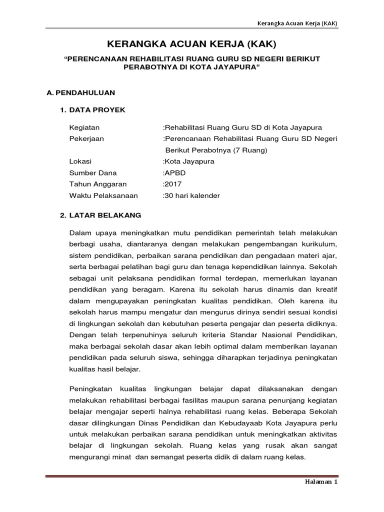 Contoh Kak Rehabilitasi Gedung Kantor - Eminence Solutions