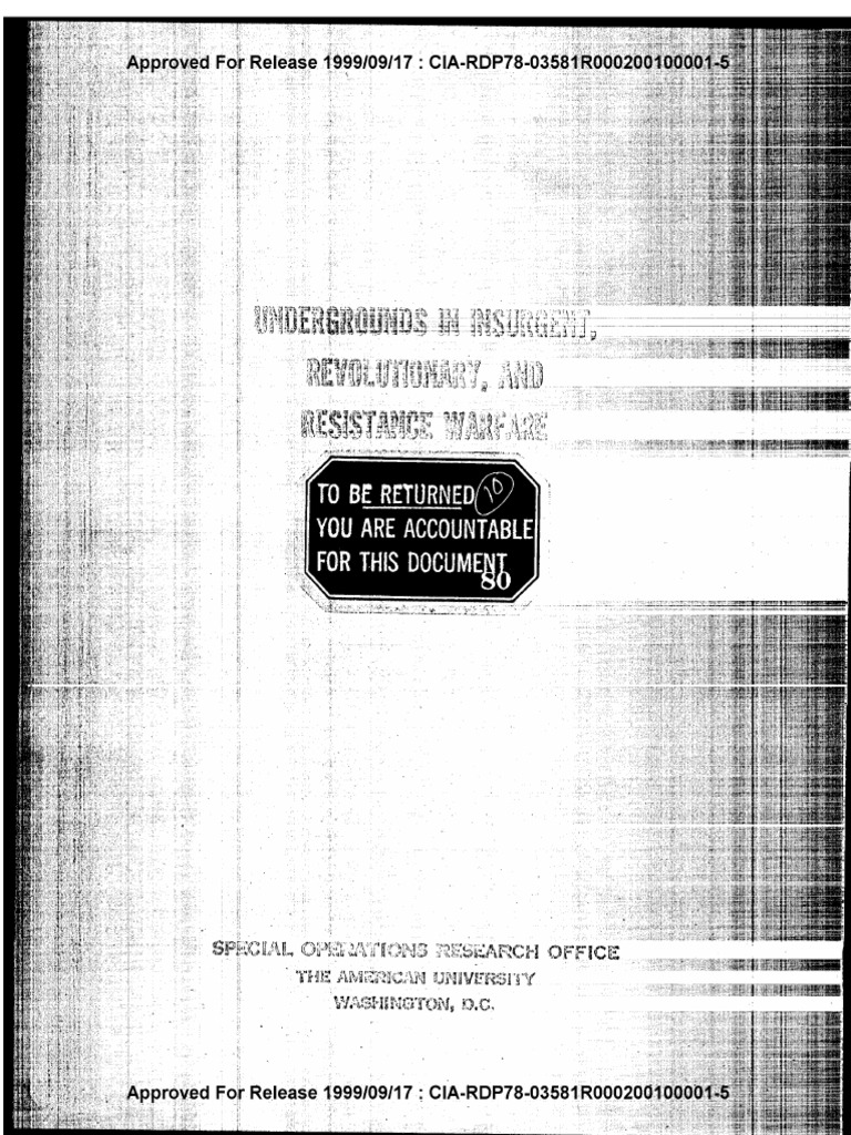 CIA Undergrounds in Insurgent Revolutionary and Resistance Warfare | PDF