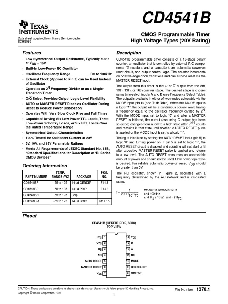 Data Sheet | Electronic Oscillator | Electronic Circuits