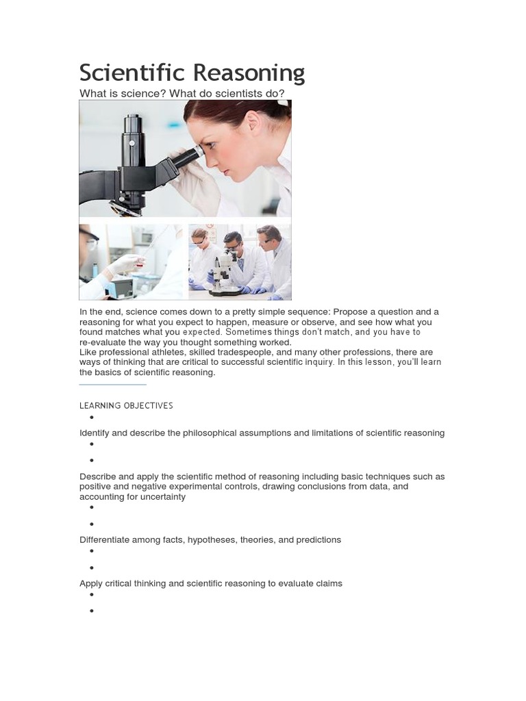 Scientific Reasoning | PDF | Experiment | Observation