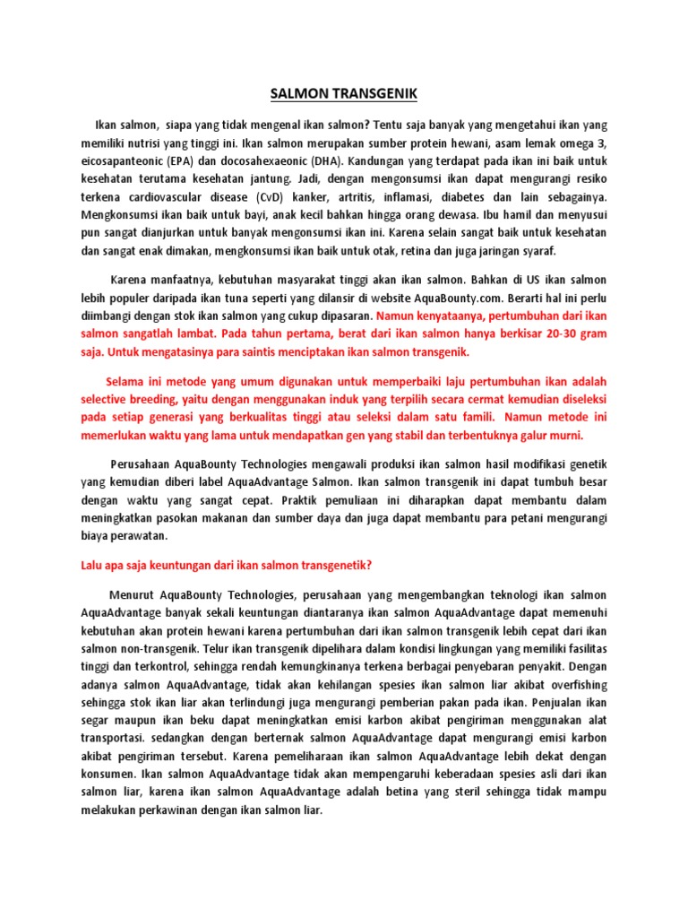 Salmon Transgenik | PDF