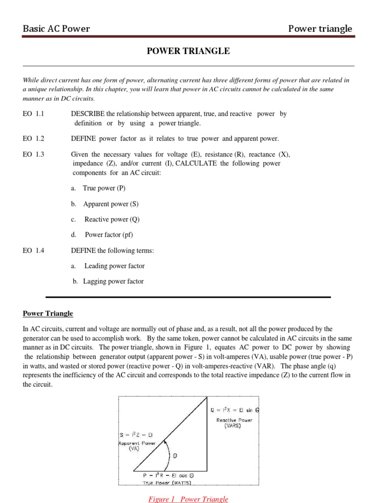 Power Triangle | PDF | Ac Power | Electrical Impedance