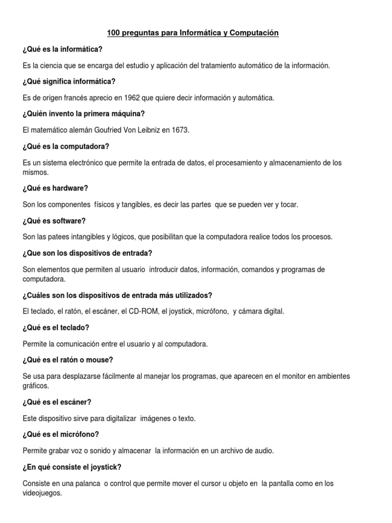 100 Preguntas Para Informática y Computación | Wiki | Archivo de computadora