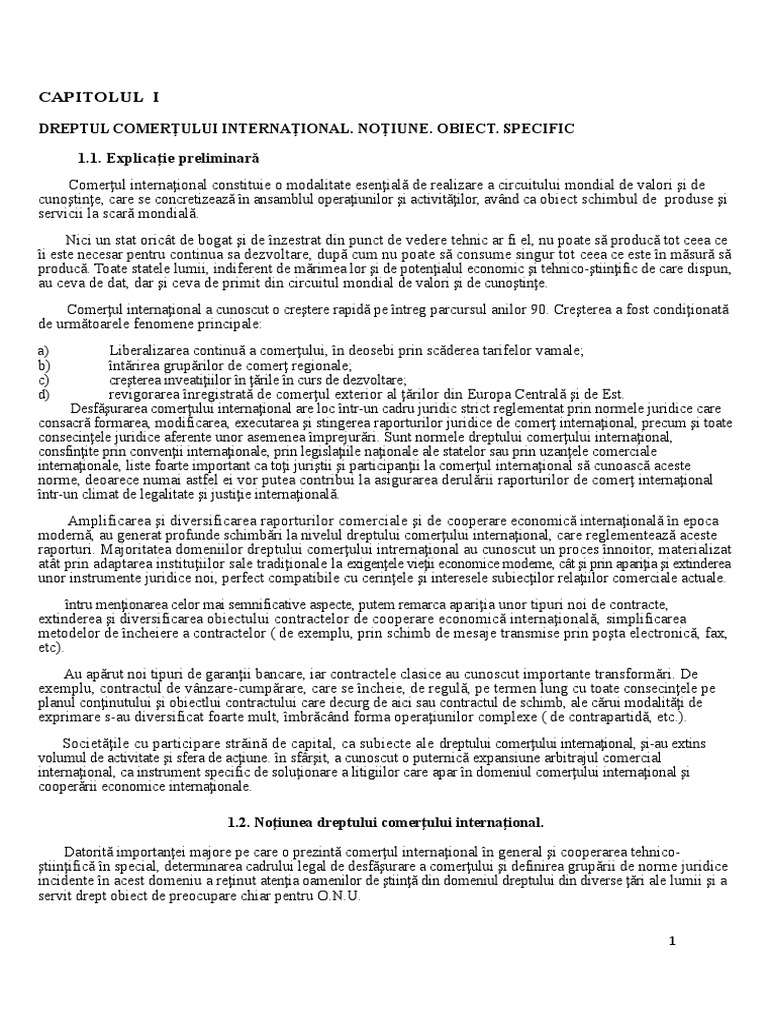 Dreptul Comertului International Gribincea | PDF