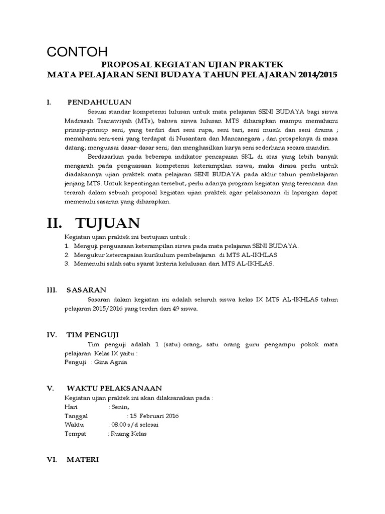 Contoh Proposal Ujian Praktik | PDF