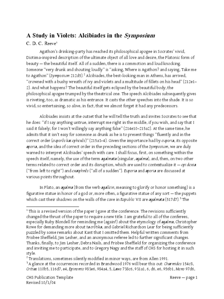A Study in Violets Alcibiades in The Symposium - CDC Reeve | PDF ...
