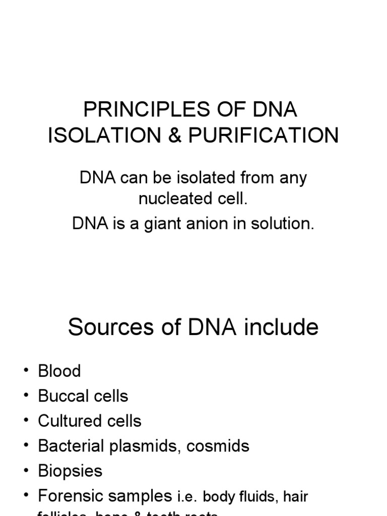 DNA Isolation and Purification Principles | PDF | Organisms | Chemistry