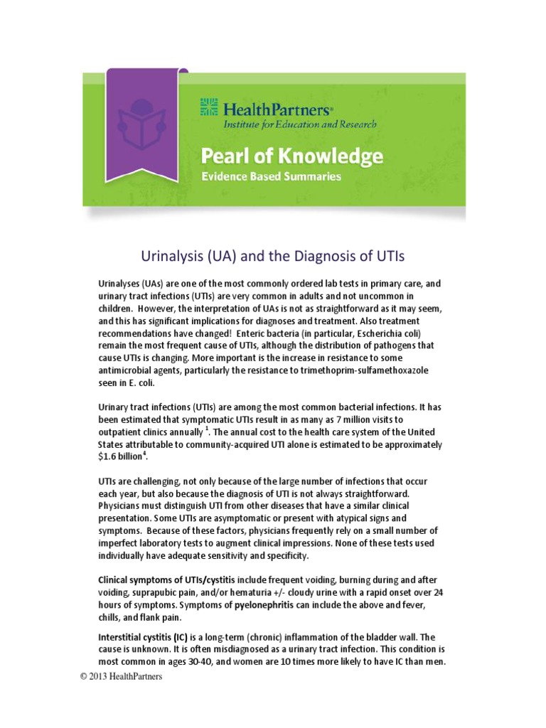 Urinalysis (Ua) and The Diagnosis of Utis | PDF | Urinary Tract ...