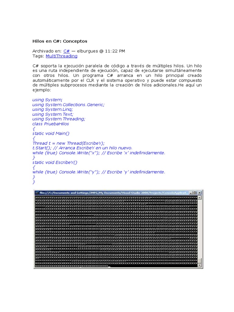 Hilos en C Sharp | Descargar gratis PDF | Hilo (Computación) | Ingeniería Informática
