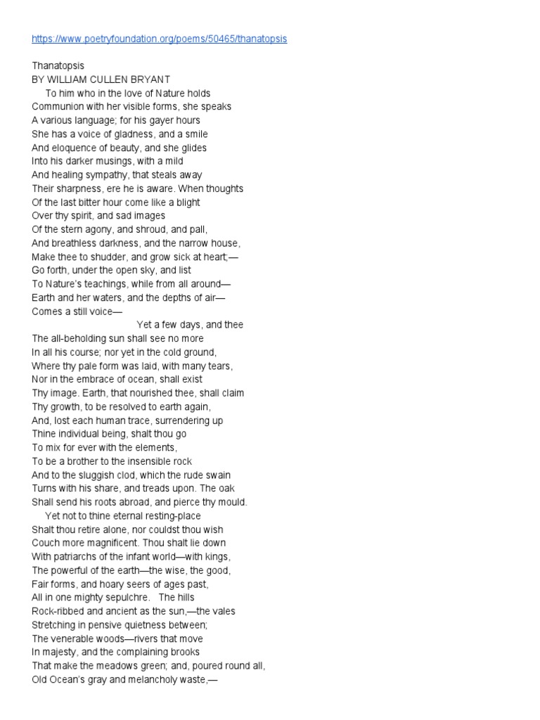 thanatopsis | American Poetry | Poetry