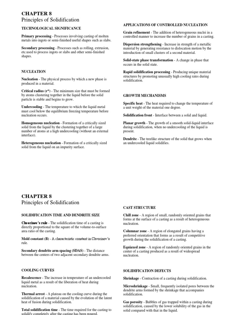 Ch. 8 Handout | PDF | Ingot | Casting (Metalworking)