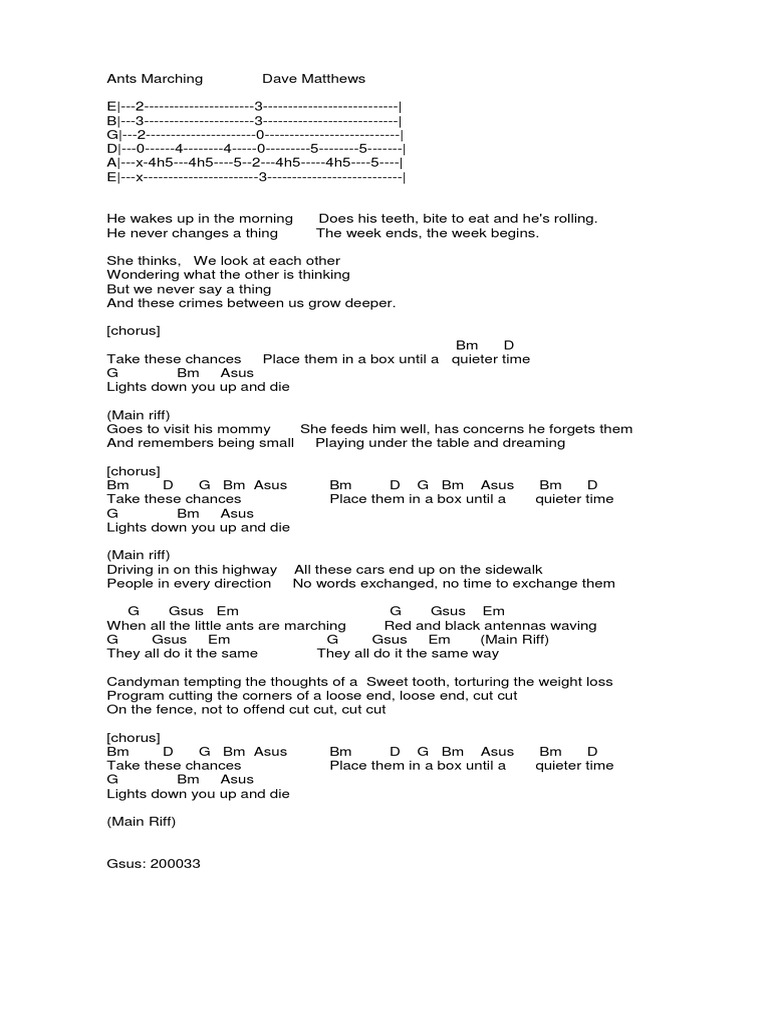 Ants Marching Dave Matthews | PDF