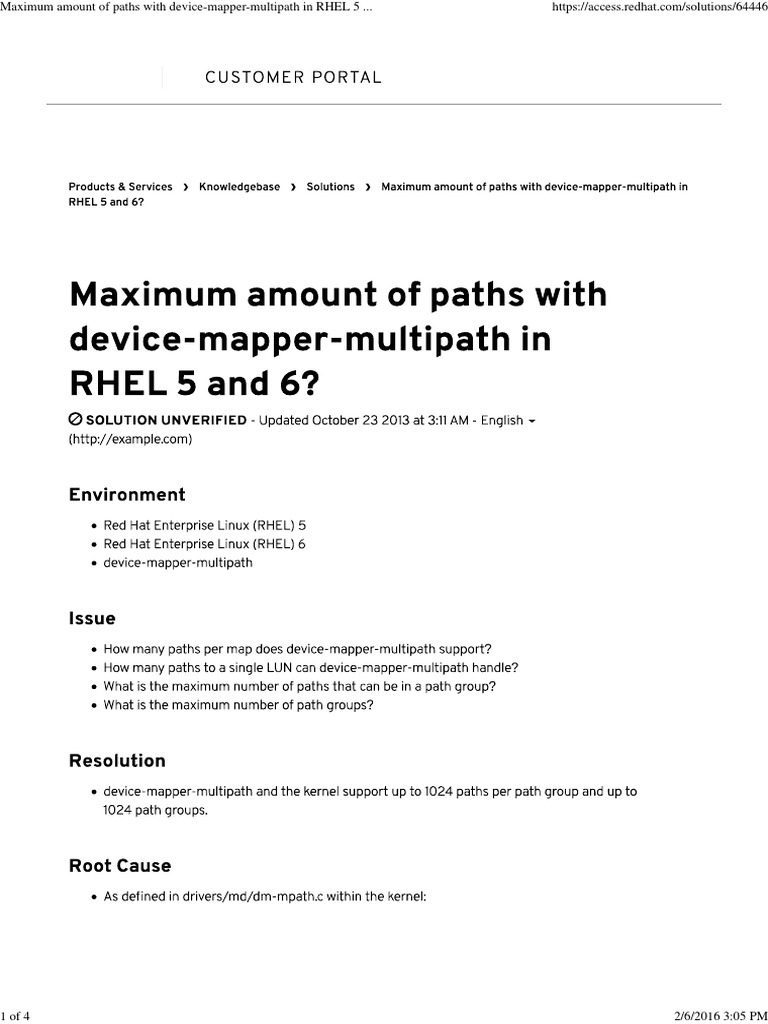 RHEL 5 Device-Mapper Multipath Paths Limit | PDF | Computer Programming | Red Hat