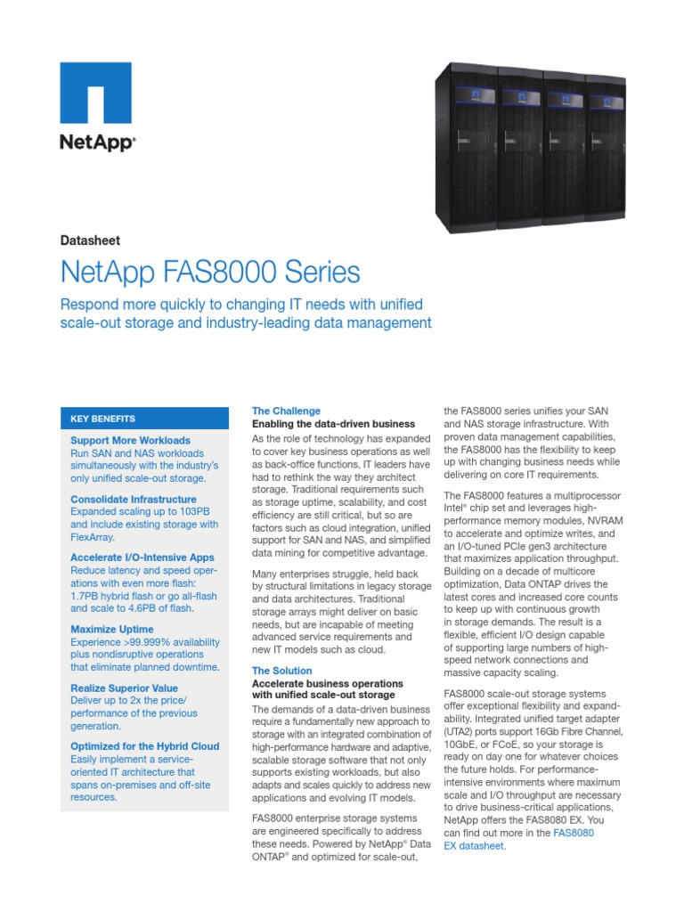 En NetApp FAS8000 Series | PDF | Scalability | Cloud Computing