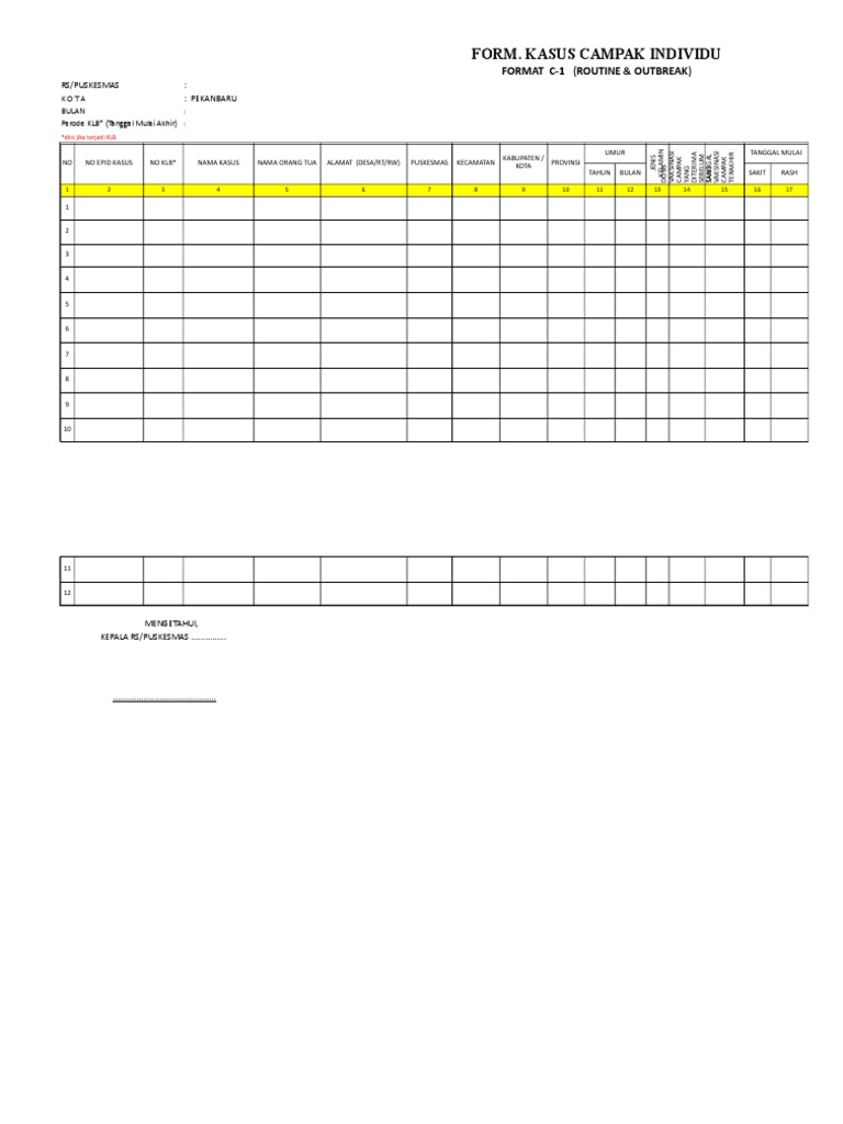 Formulir Surveilans Kasus Campak | PDF