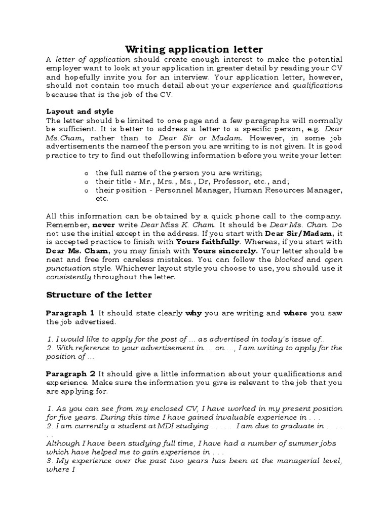Guide to Writing an Application Letter | PDF | Employment