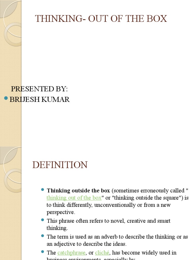 Thinking - Out of The Box | PDF | Cognition | Cognitive Science