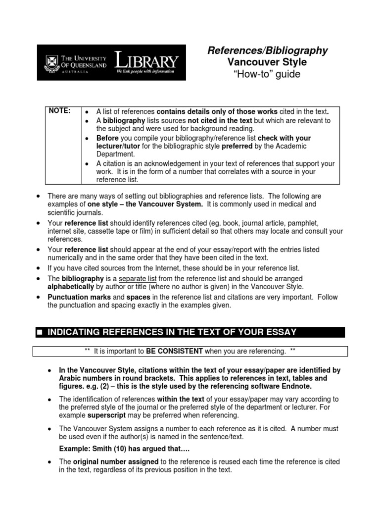 Vancouver Style | PDF | Citation | Publishing