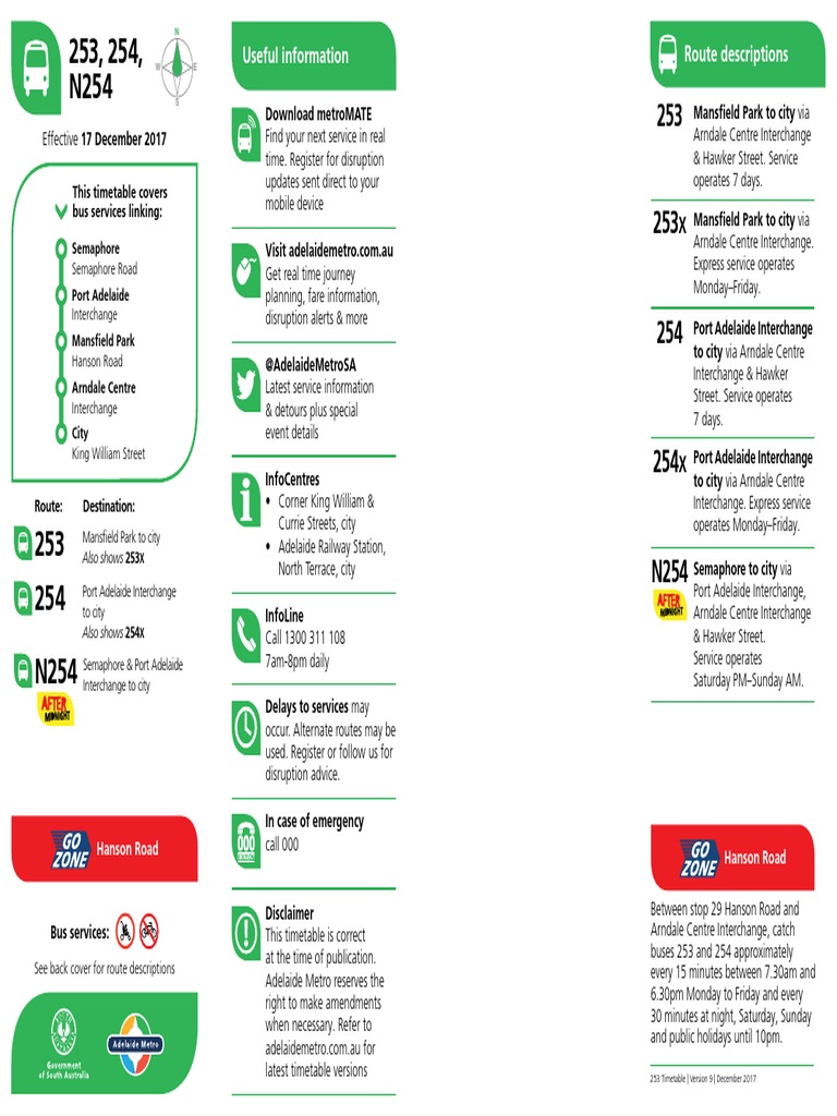 253 and 254 Bus Timetable Overview | PDF | Adelaide | Bus