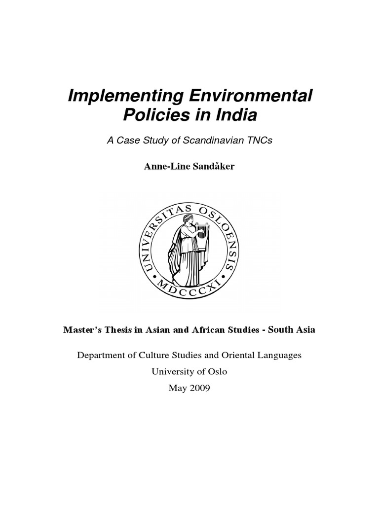 Implementing Environmental Policies in India: A Case Study of ...