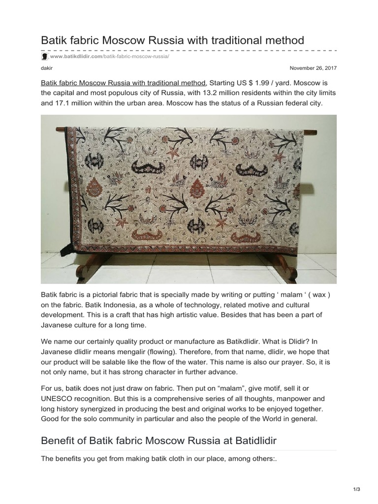 Batik Fabric Moscow Russia With Traditional Method | PDF | Textiles ...