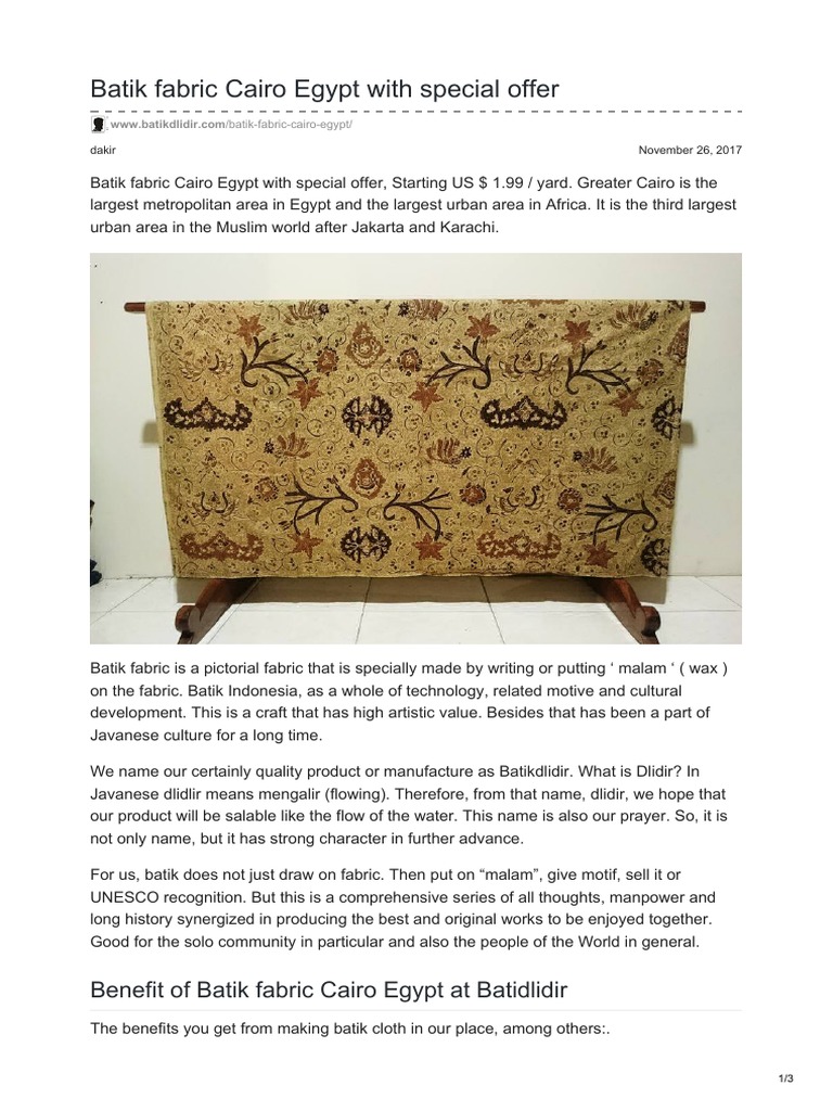 Batik Fabric Cairo Egypt With Special Offer | PDF | Textiles | Textile ...