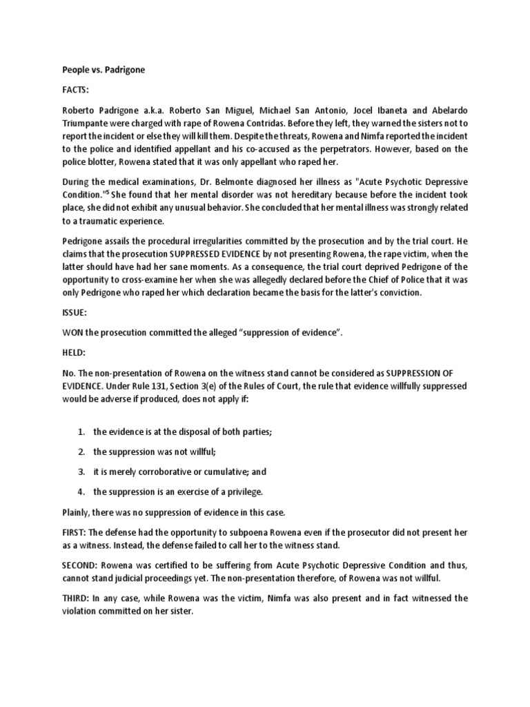 People Vs Padrigone | PDF