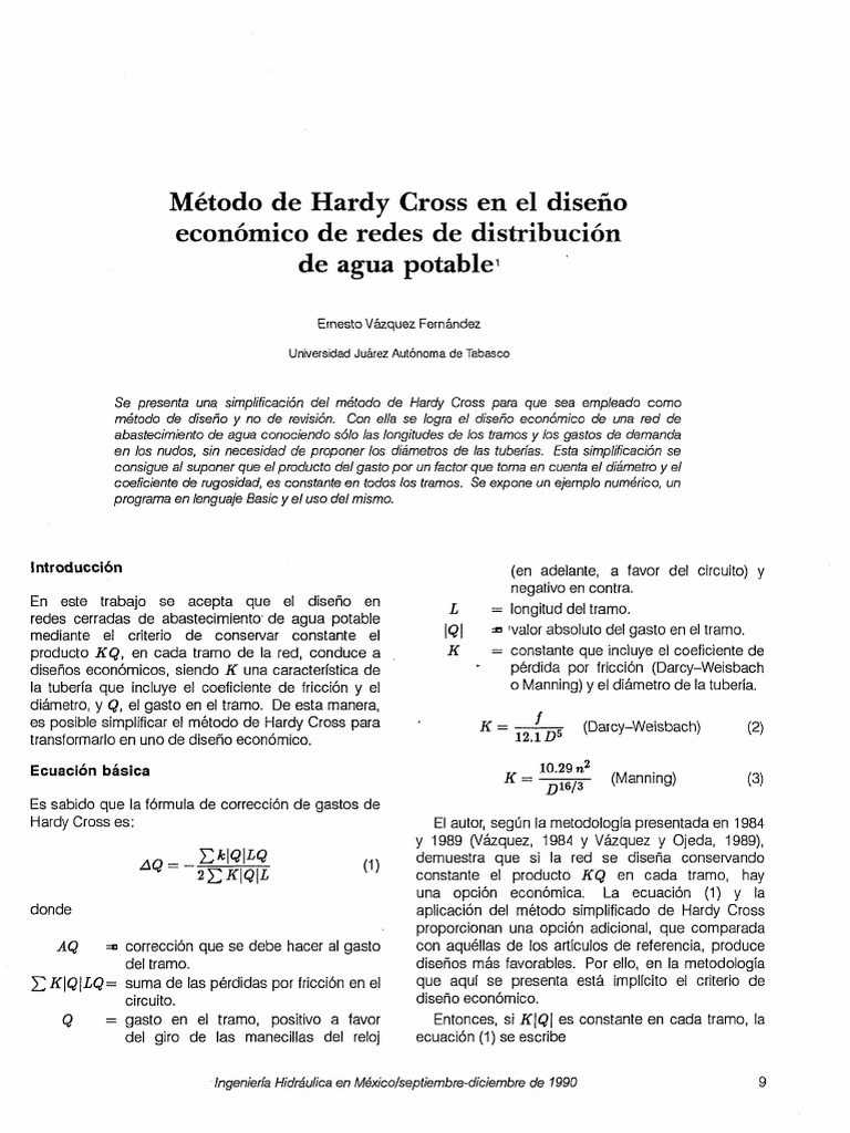 Metodo de Hardy Cross | PDF | Ecuaciones | Red eléctrica