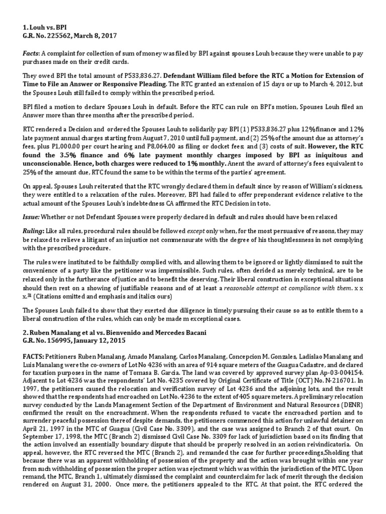 Digested Cases | Download Free PDF | Complaint | Pleading