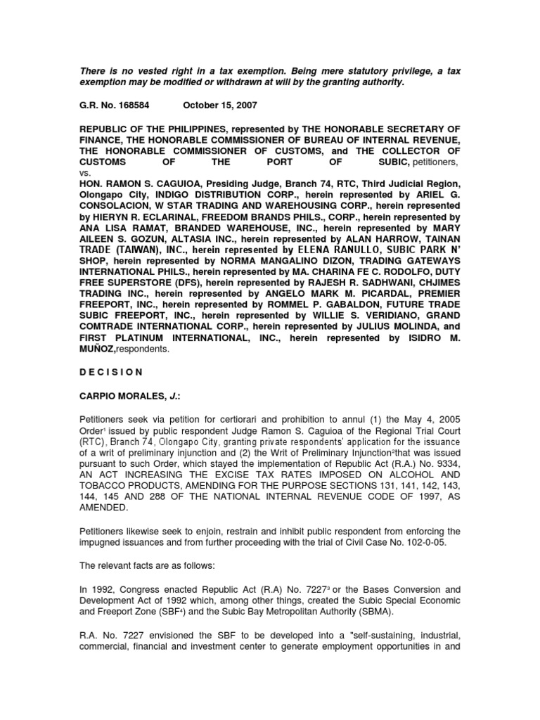 There Is No Vested Right in A Tax Exemption. Being Mere Statutory ...