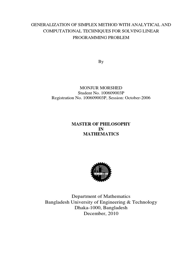 Full Thesis | PDF | Mathematical Optimization | Linear Programming Full Thesis | PDF | Mathematical Optimization | Linear Programming