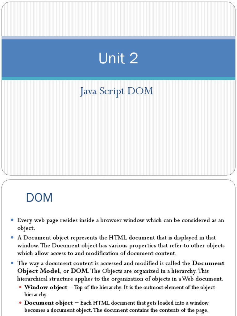 IWT Unit 3 - JS DOM | Download Free PDF | Document Object Model | Html
