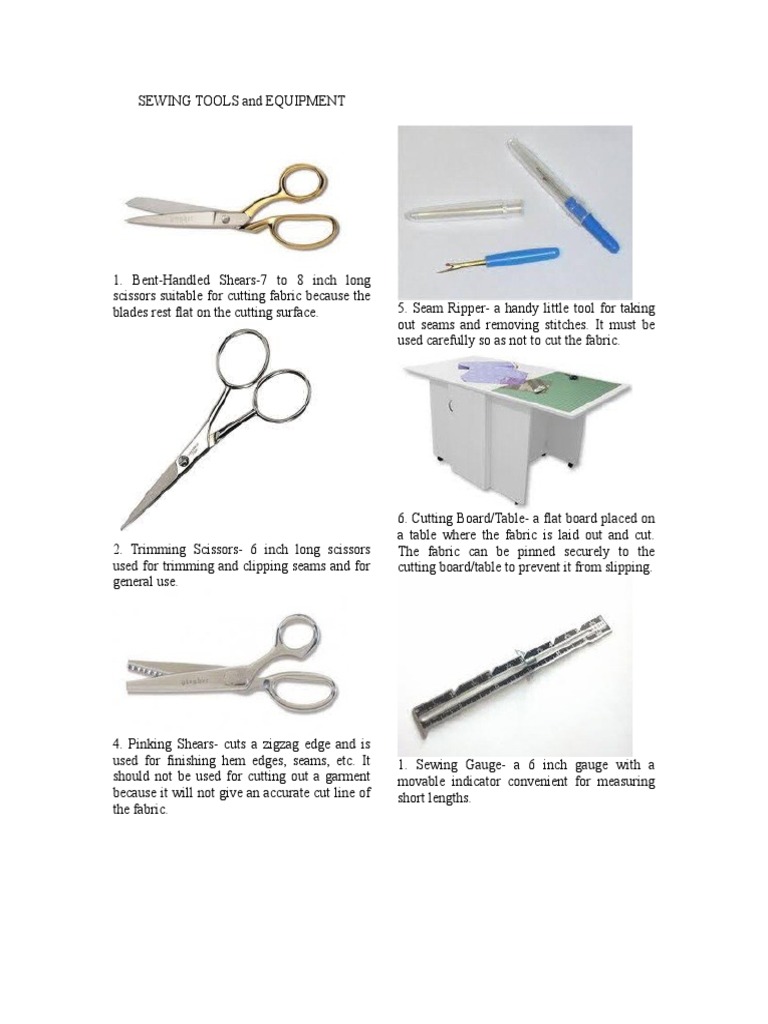 Sewing Tools and Equipment | PDF | Sewing | Seam (Sewing)
