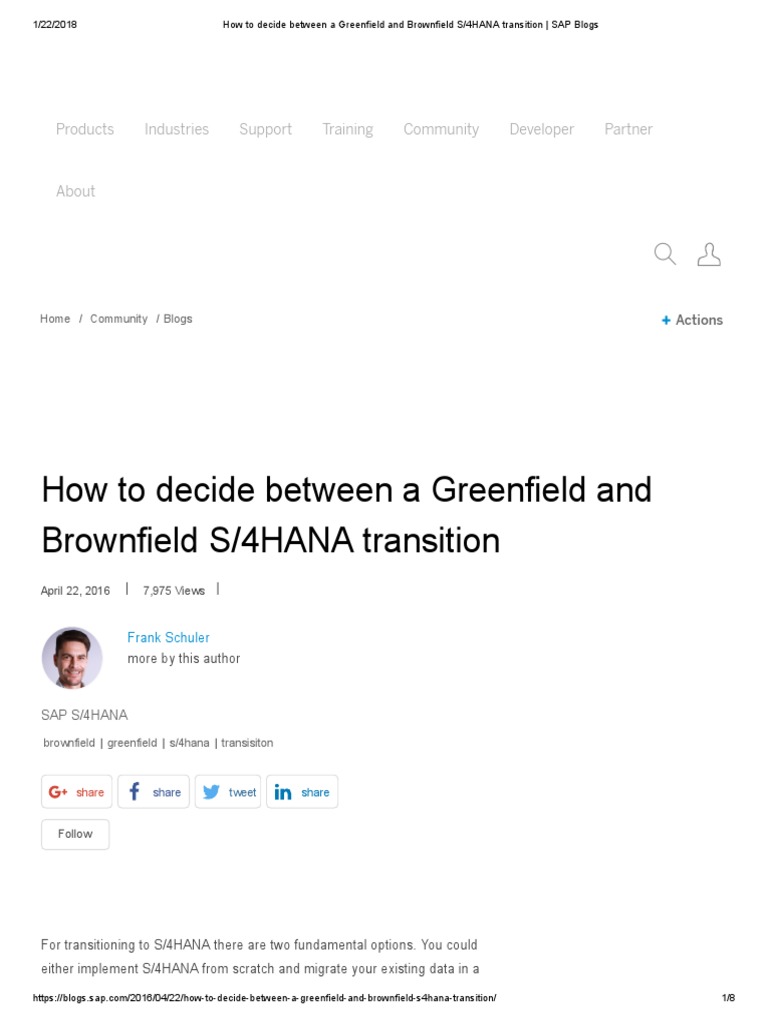 How To Decide Between A Greenfield and Brownfield S - 4HANA Transition ...