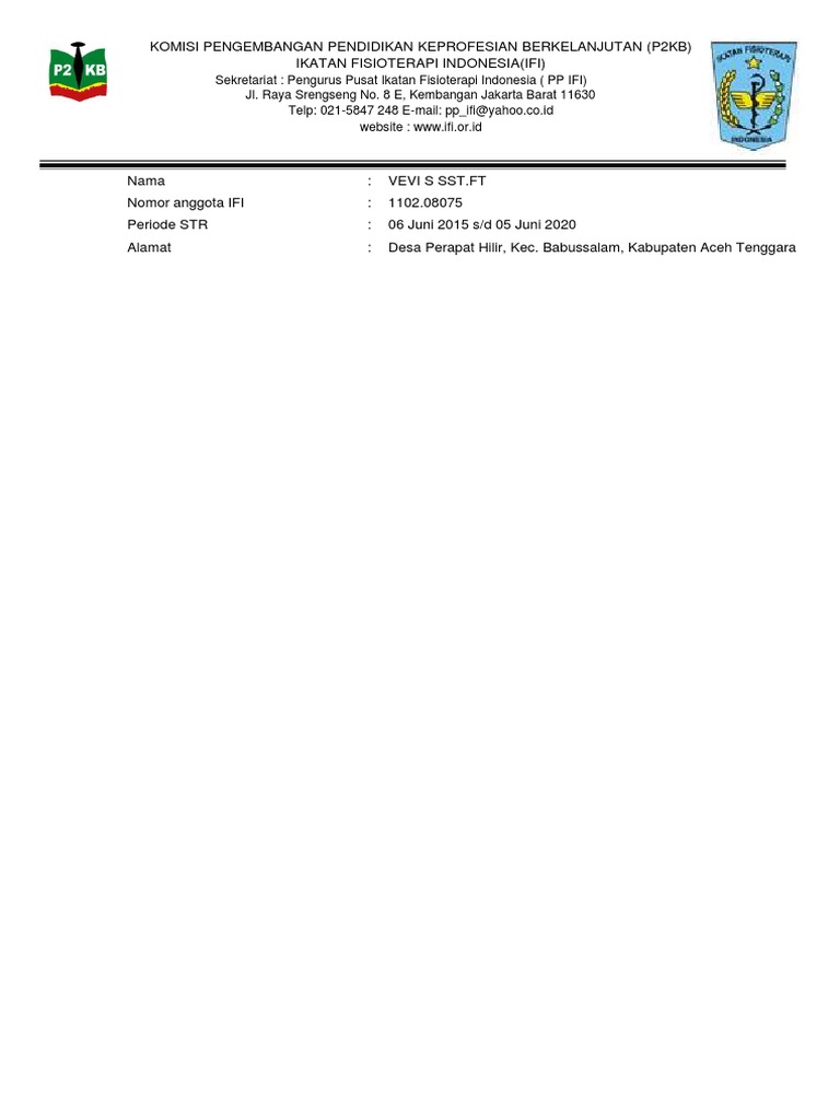 Buku Log P2KB Fisioterapi Aceh Tenggara | PDF