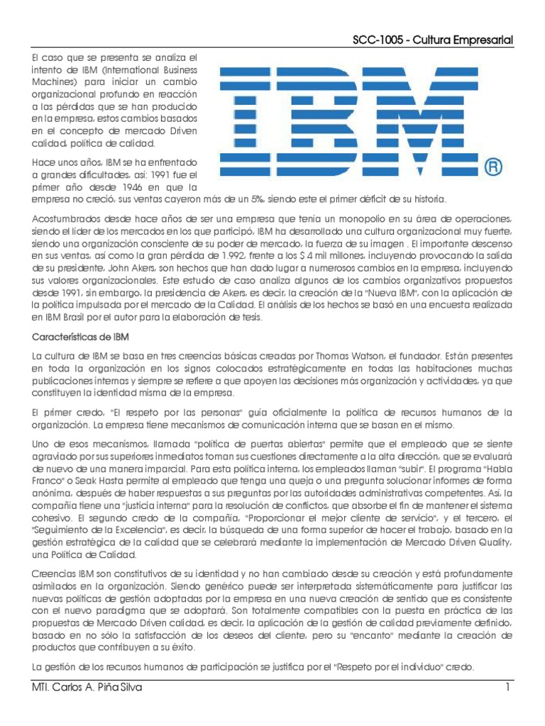 Diversidad y Cambio Organizacional en IBM | PDF | Ibm | Outsourcing