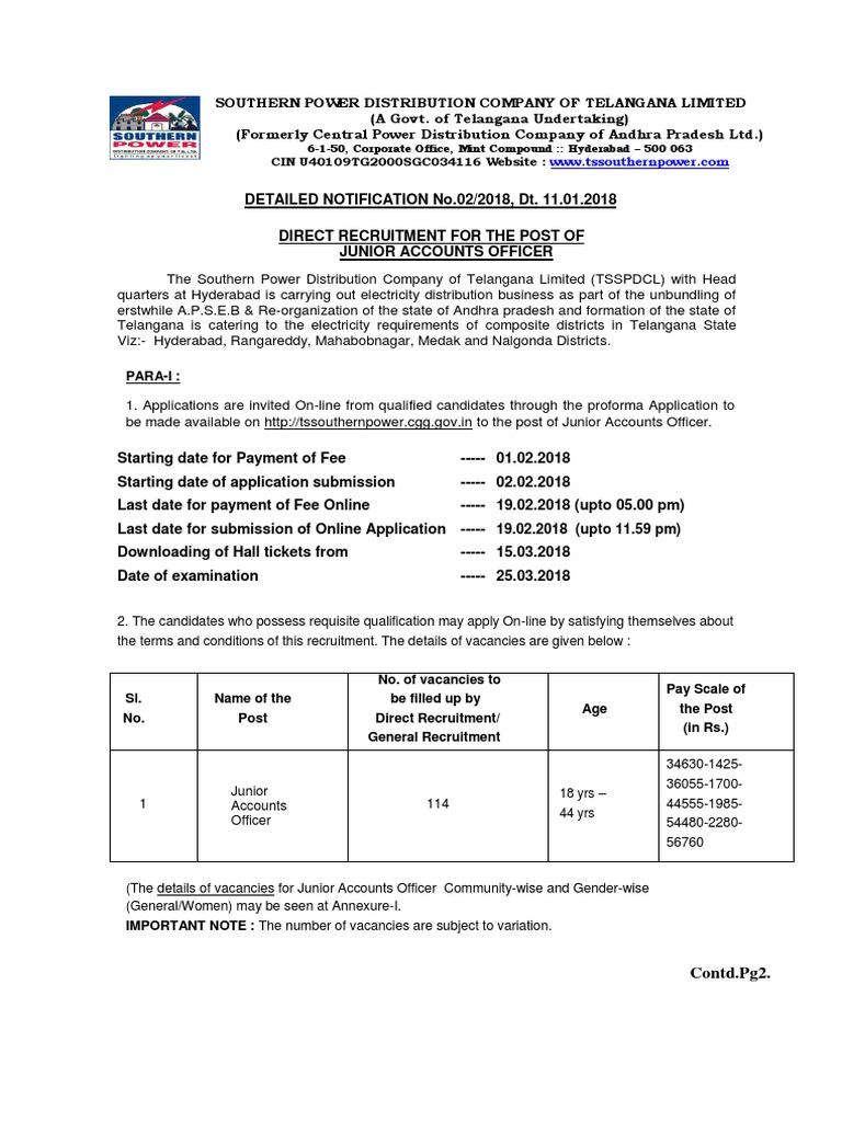 Jao Notification-Tsspdcl - Final | PDF | Image Scanner | Test (Assessment)