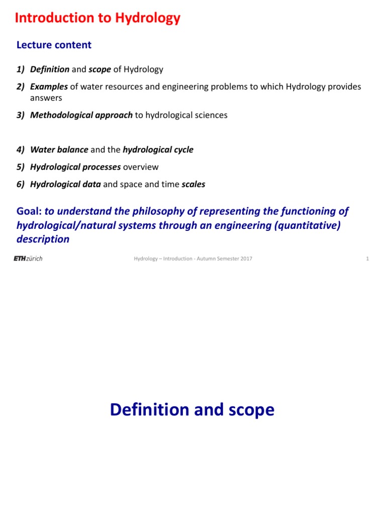 An Introduction to the Scope and Applications of Hydrology | PDF ...