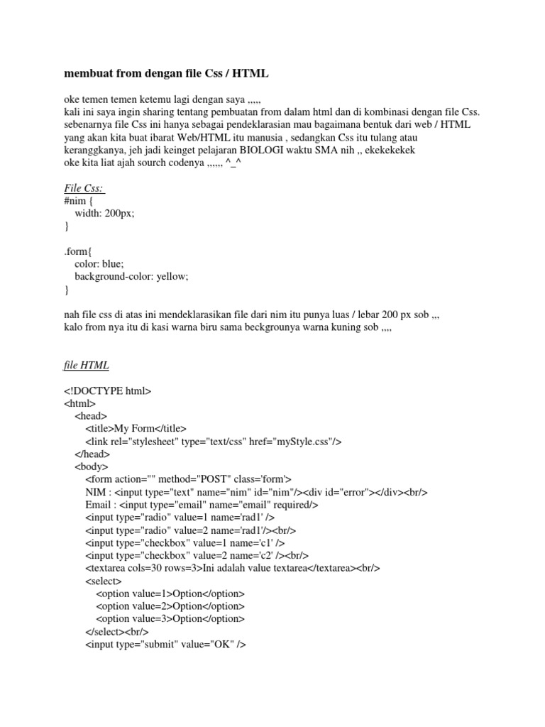 Membuat Form Dengan CSS | PDF