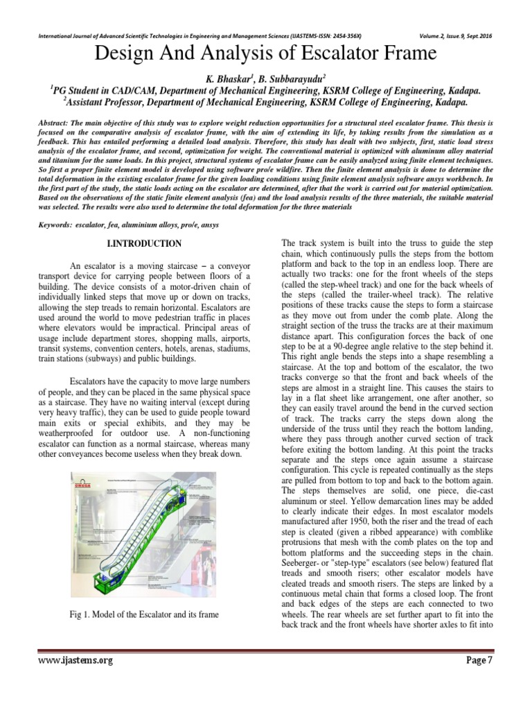 2.design and Analysis of Escalator Frame | PDF | Titanium | Escalator
