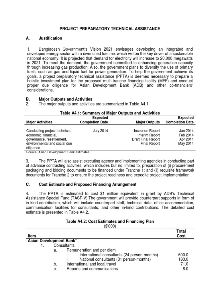 Major Activities Expected Completion Date Major Outputs Expected ...