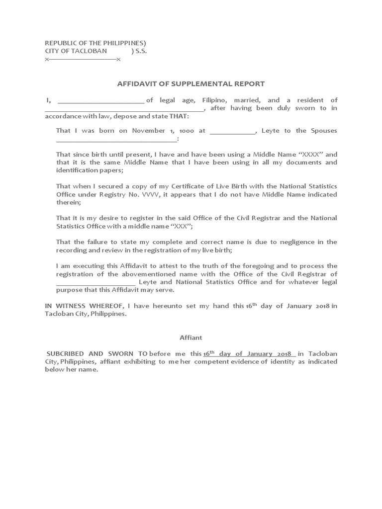 Affidavit for Supplemental Birth Report | PDF
