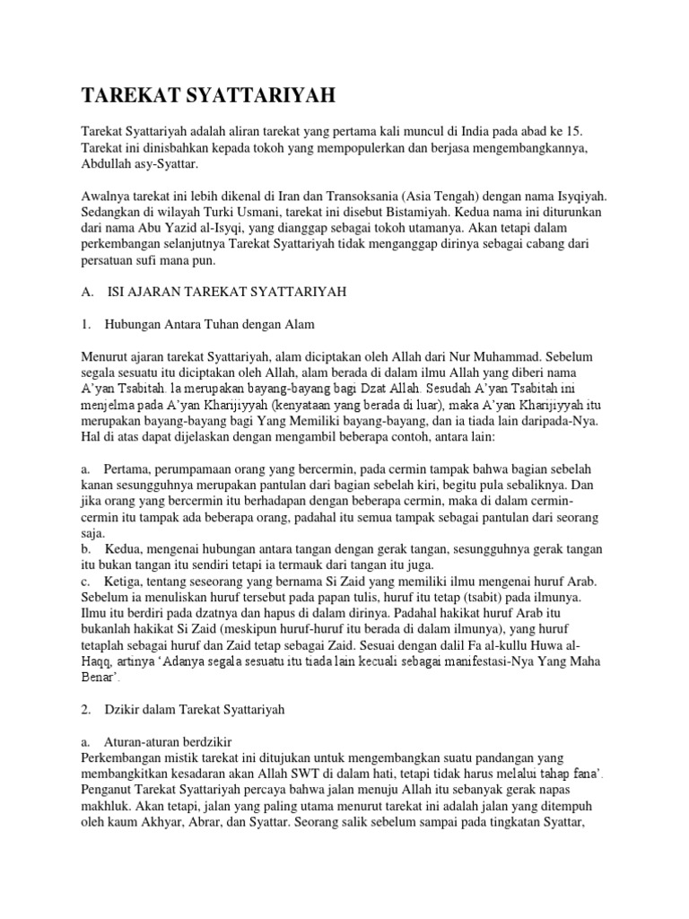 Tarekat Syattariyah | PDF