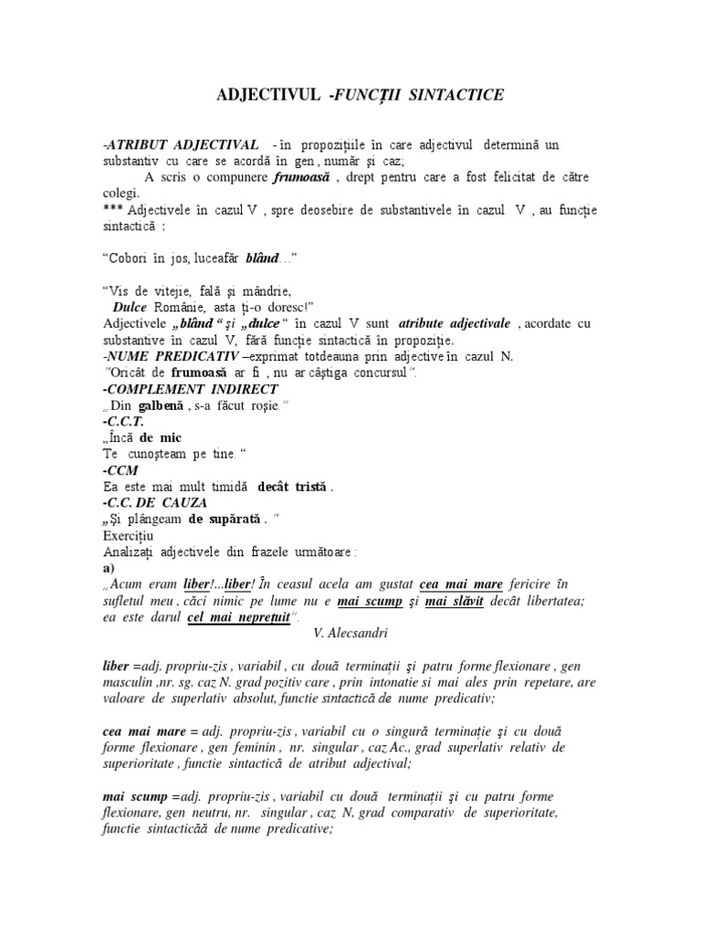 Adjectivul Clasificare | PDF