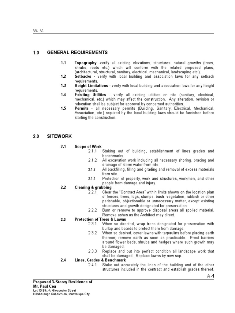 Architectural Specifications | PDF | Deep Foundation | Concrete