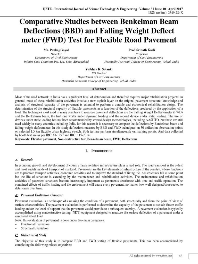 Comparative Studies Between Benkelman Beam Deflections (BBD) and ...