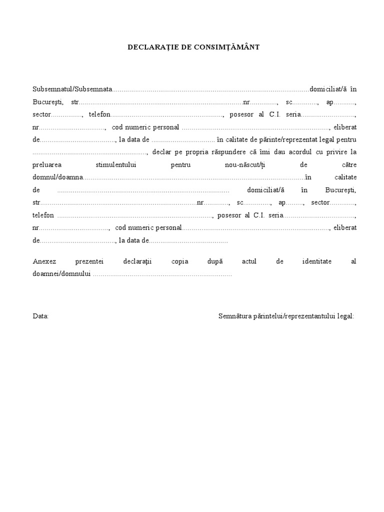 Declaratie de Consimtamant | PDF